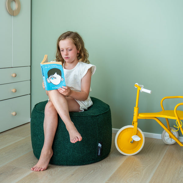 Elephant Boucle Dot Footstool - Soft Bouclé Ottoman
